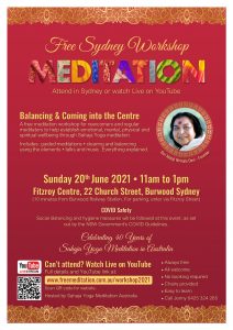 Sydney Meditation Workshop & Live Webcast – Sunday 20th June 2021 ...